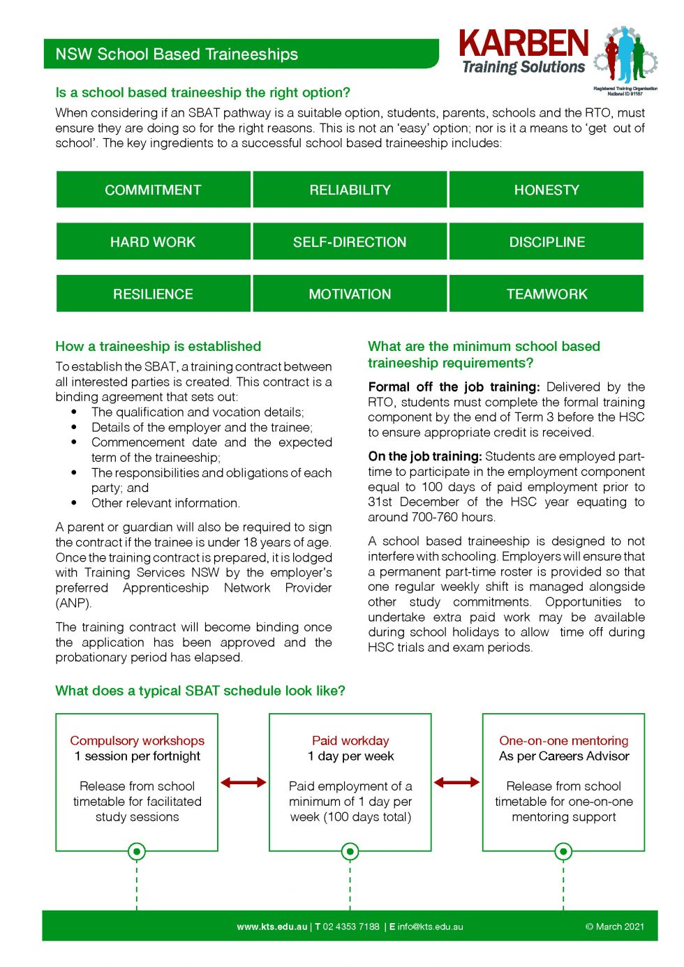 School Based Traineeships - KARBEN Training Solutions | National ID 91167